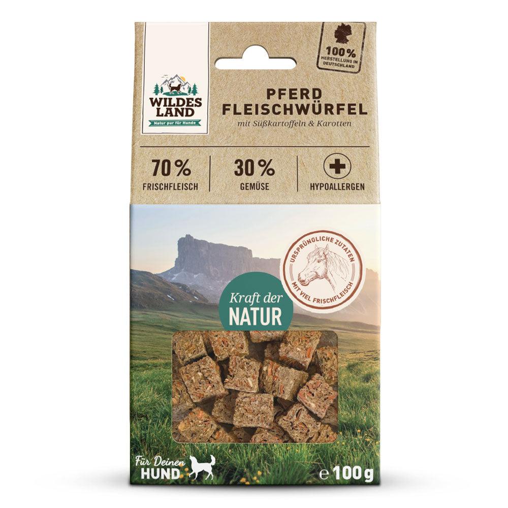 Wildes Land Hund Fleischwürfel Pferd mit Süßkartoffeln und Karotten ...